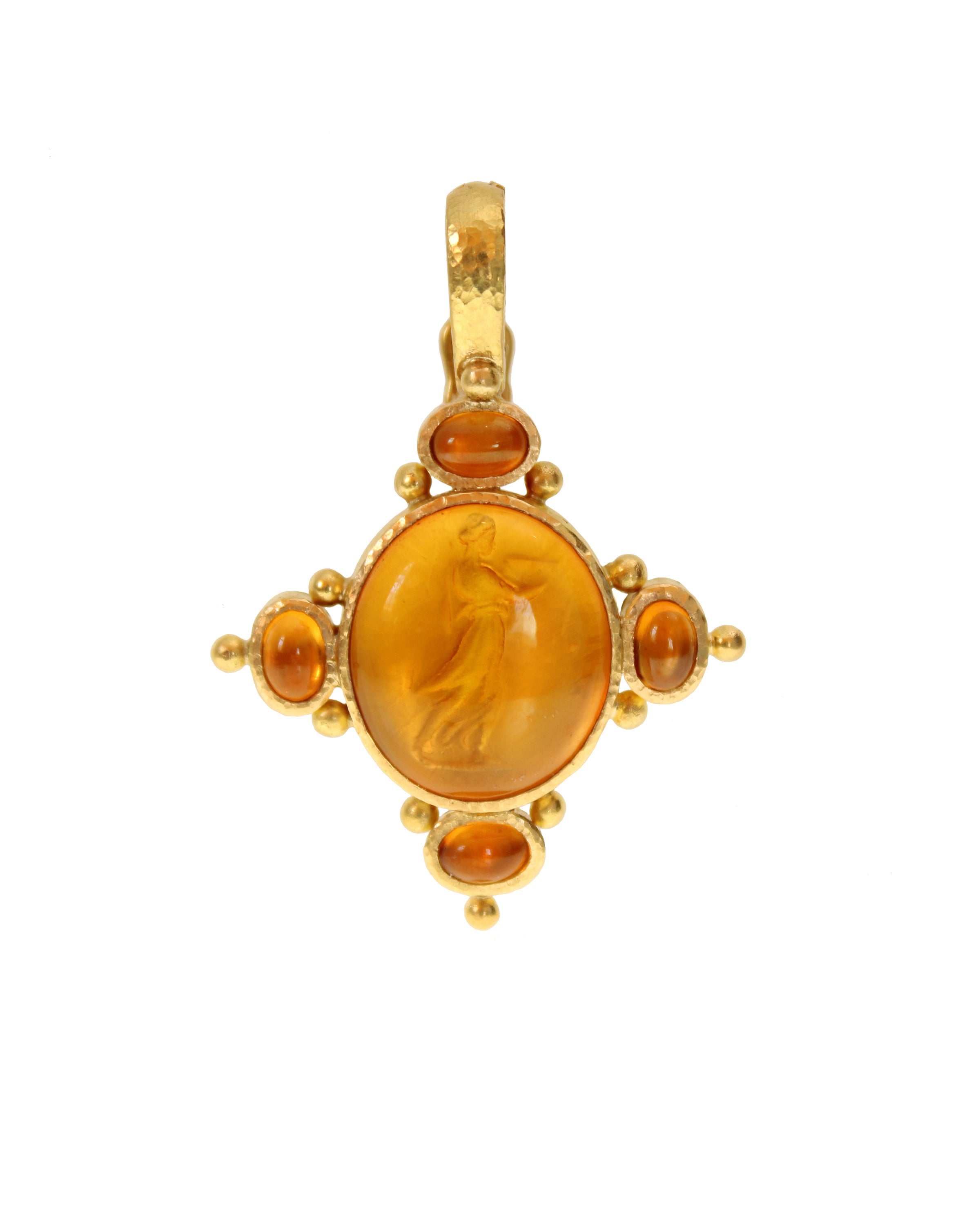 Light Amber 'Temple Dancer' Pendant with Citrine – Elizabeth Locke Jewels